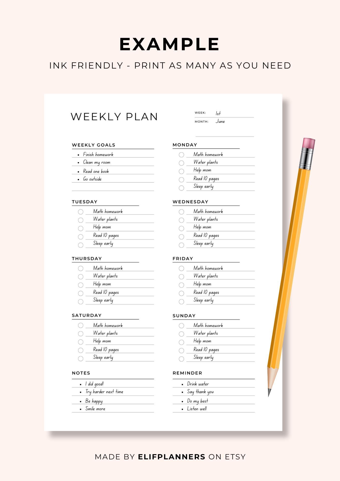 Weekly Mini Planner | Printable Weekly Planner Digital | Printable ...