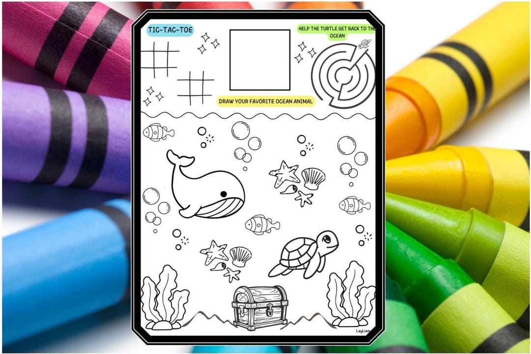 Ocean Adventure Coloring Page | Printable Kids Activity | Whale and ...
