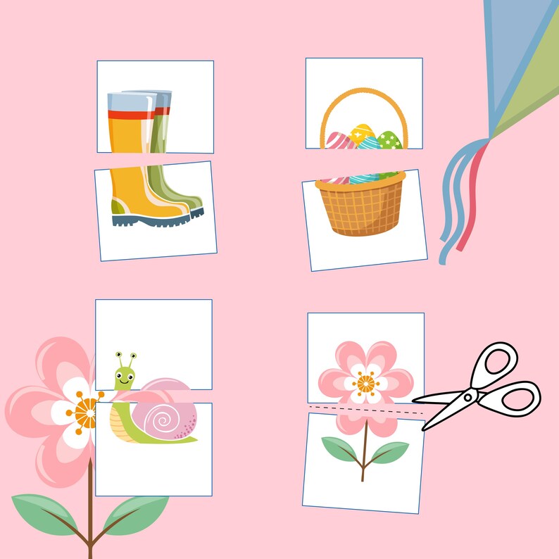 Spring Puzzle Game Printable for Kids- Matching Cards Activity - Fun ...