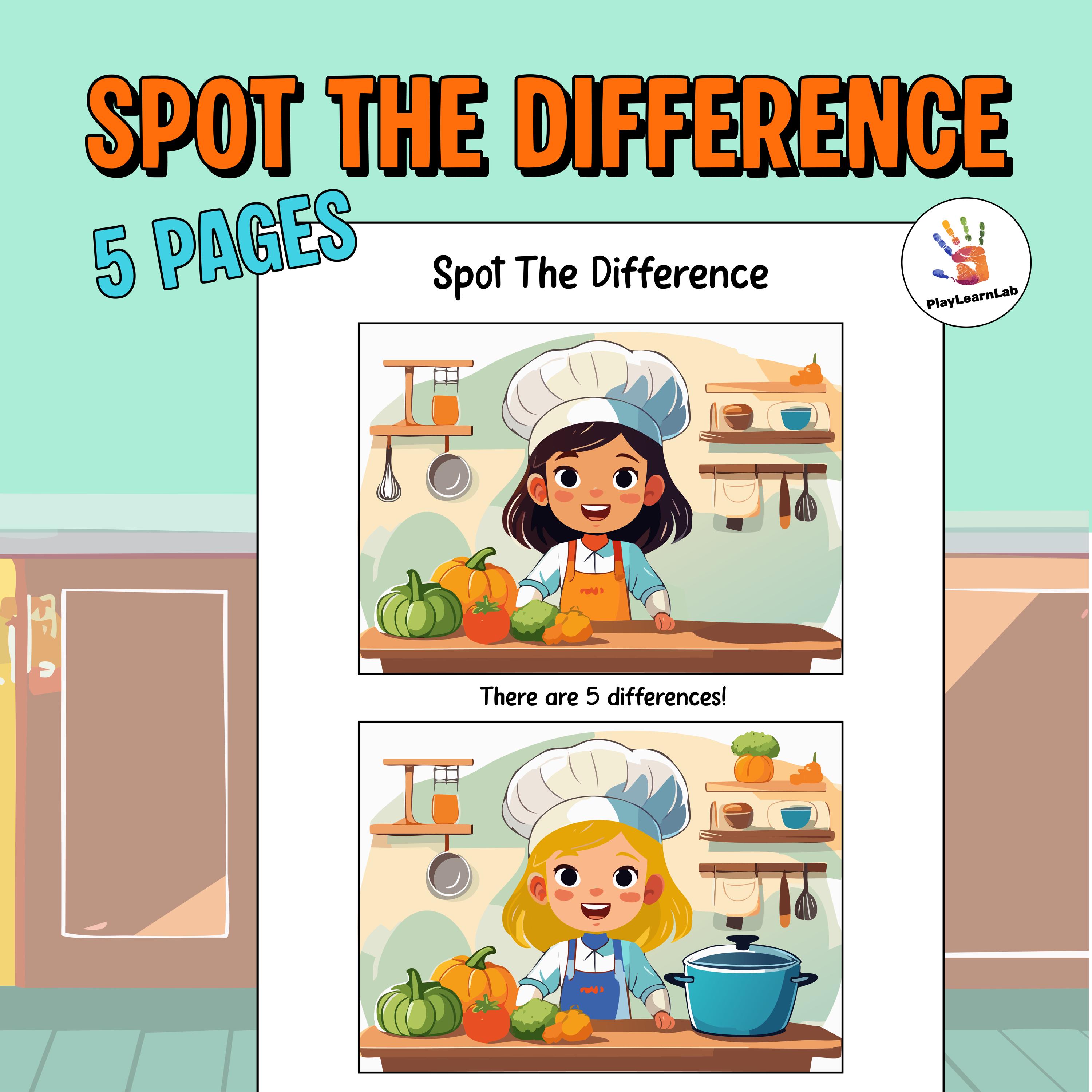 Spot the Difference Printable for Kids – Fun Visual Puzzle Activity ...