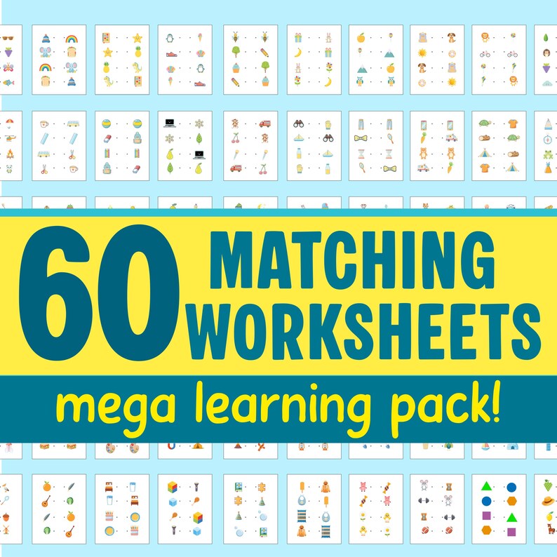 Matching Worksheets PDF: 60 Printable Pages, Preschool Learning - Etsy UK