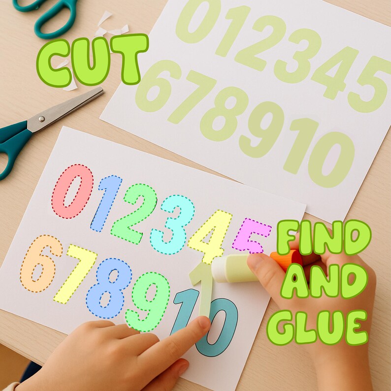 Printable Number Matching Activity for Kids – Cut and Paste Math Game ...