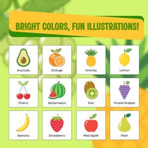 Printable Fruit Flashcards for Kids – 42 Fun Cards | Toddler ...