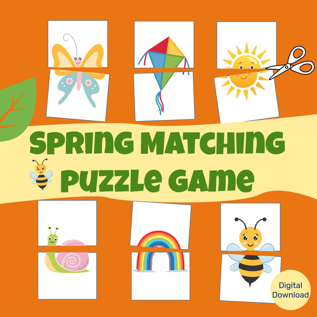 Spring Matching Game: Preschool Printable Puzzle Cards (PDF Download ...
