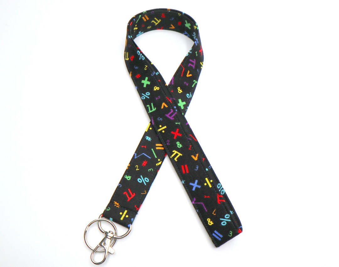 Math Teacher Lanyard: Handmade Fabric Badge Holder With Math Symbols - Etsy