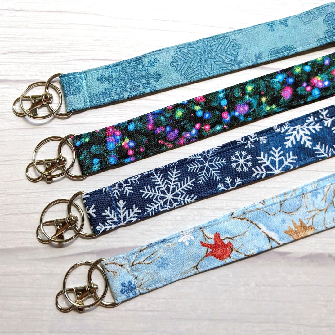 Holiday Fabric Lanyard – Winter Birds, Snowflakes, Optional Breakaway ...