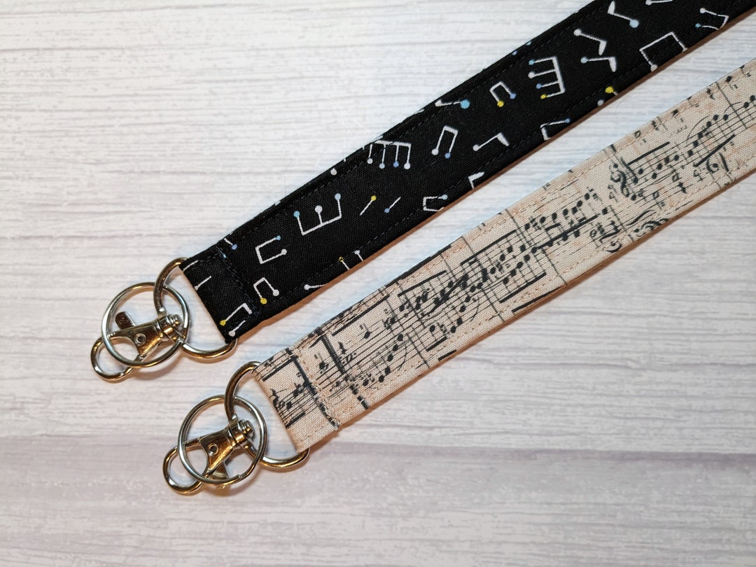 Music Lanyard - Musical Notes Neck Key Chain - Fabric Id Badge Holder ...