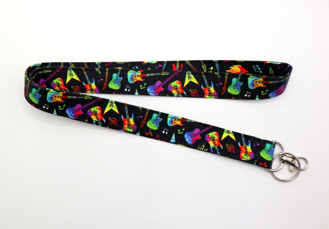Guitar Lanyard - Music Teacher Lanyard - Badge Holder - Fabric Lanyard ...