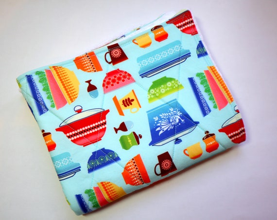 Dish Mat Fresh Kitchen Decor Retro Vintage Dishes Motif - Etsy