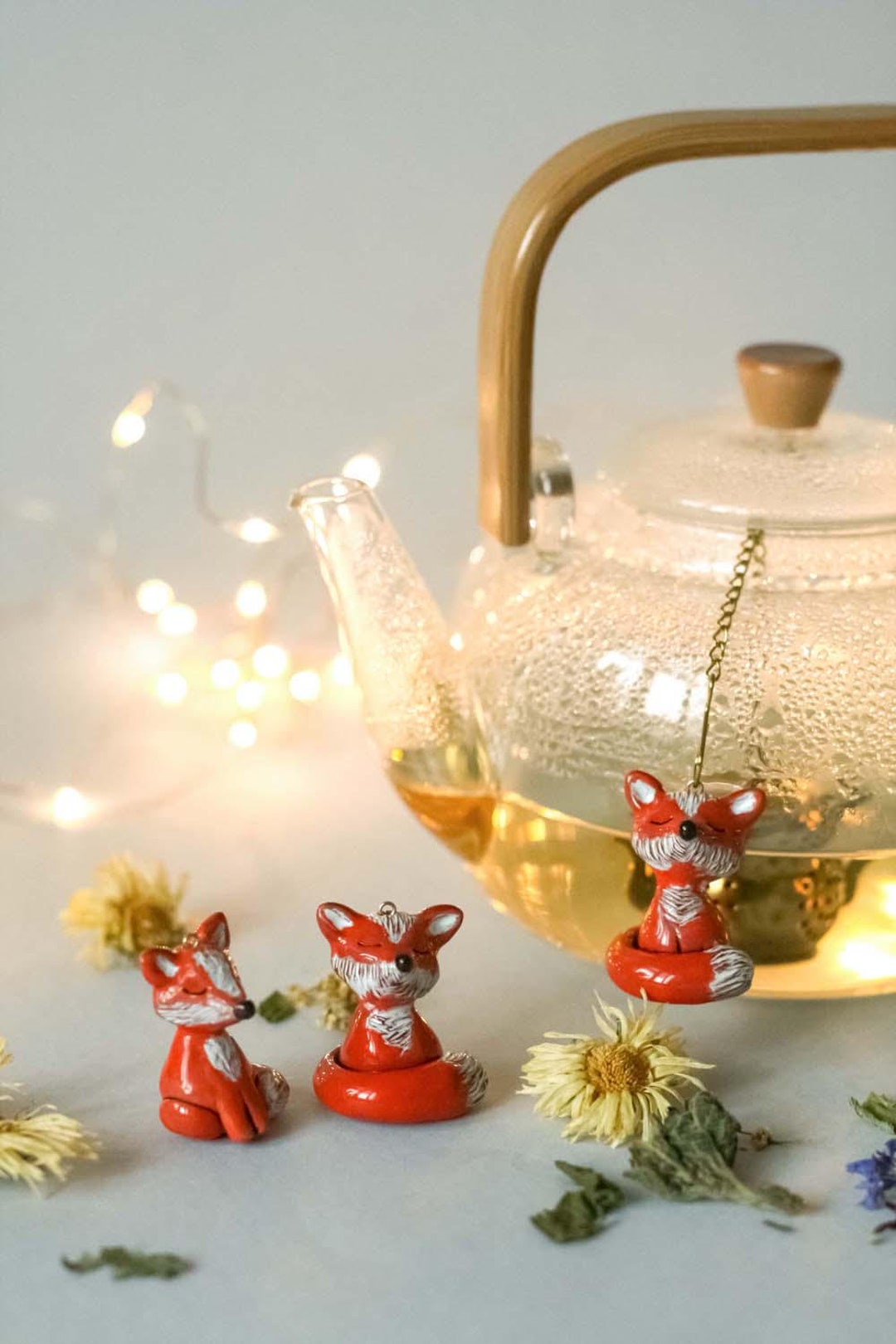 Fox Tea Infuser, Loose Tea Strainer With Ceramic Fox Miniature - Etsy