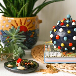 Bumpy Sugar Bowl, Handsculpted Ceramic Box With Lid, Polka Dot Sugar ...