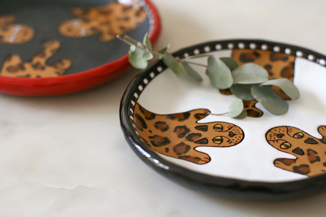 Handcarved Leopard Plate, Ceramic Handsculpted Plate, Ooak Handcarvings ...