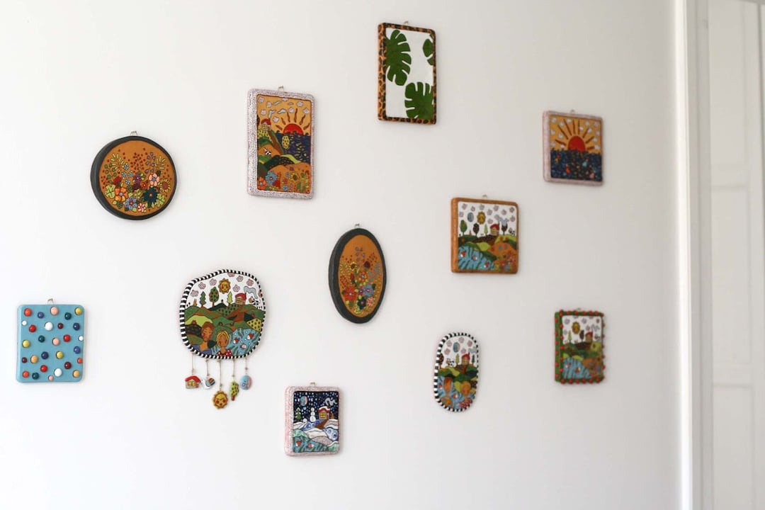 Ceramic Wall Hangings, Handmade Handcarved Wall Art, Floral and ...