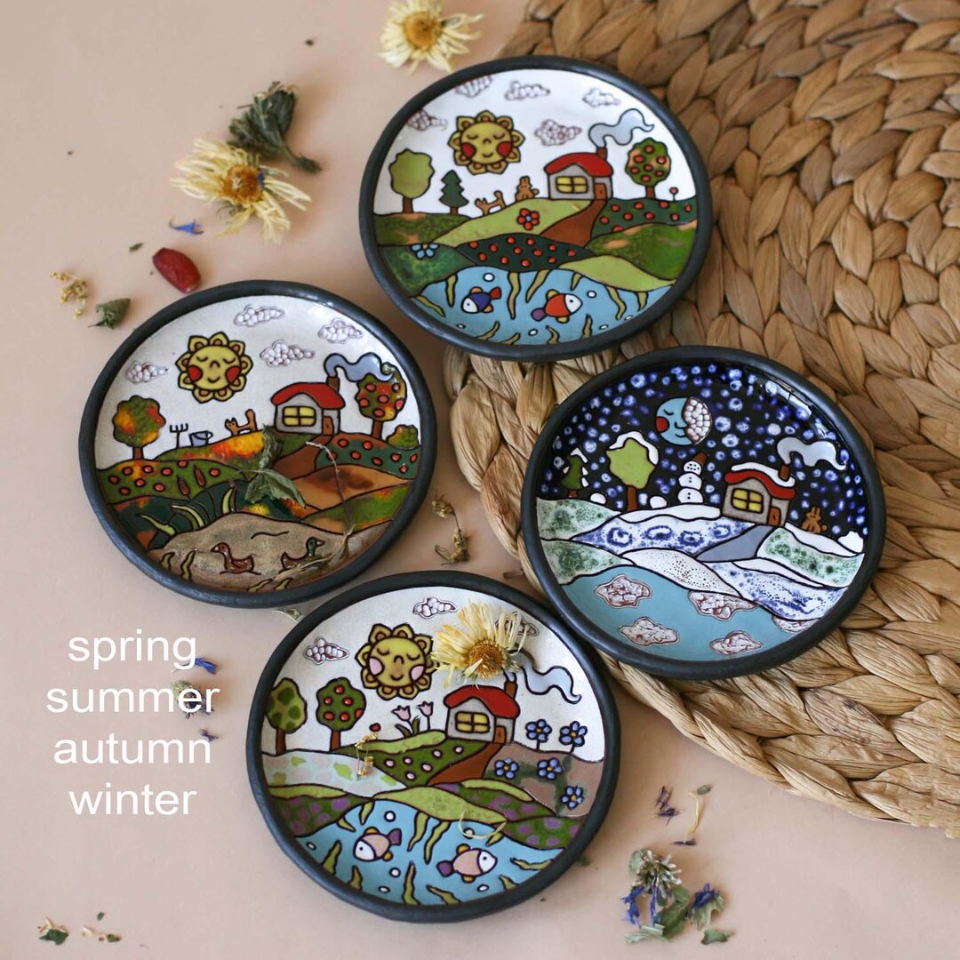 4 Season Plates, Set of 2-4 Small Plates, Serenity 4 Seasons, Spring ...