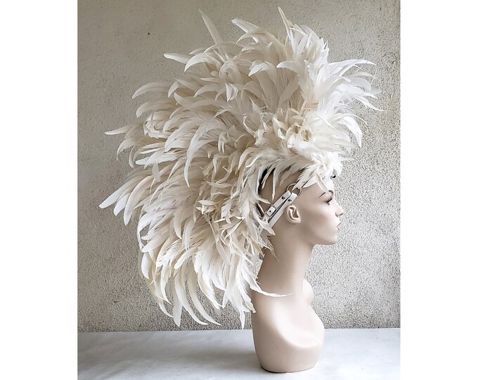 White Feather Headdress Mohawk Ready to Ship - Etsy