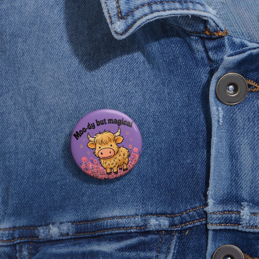 Highland Cow Custom Pin Buttons - Cute Cow Badge, Animal Lover Gift ...