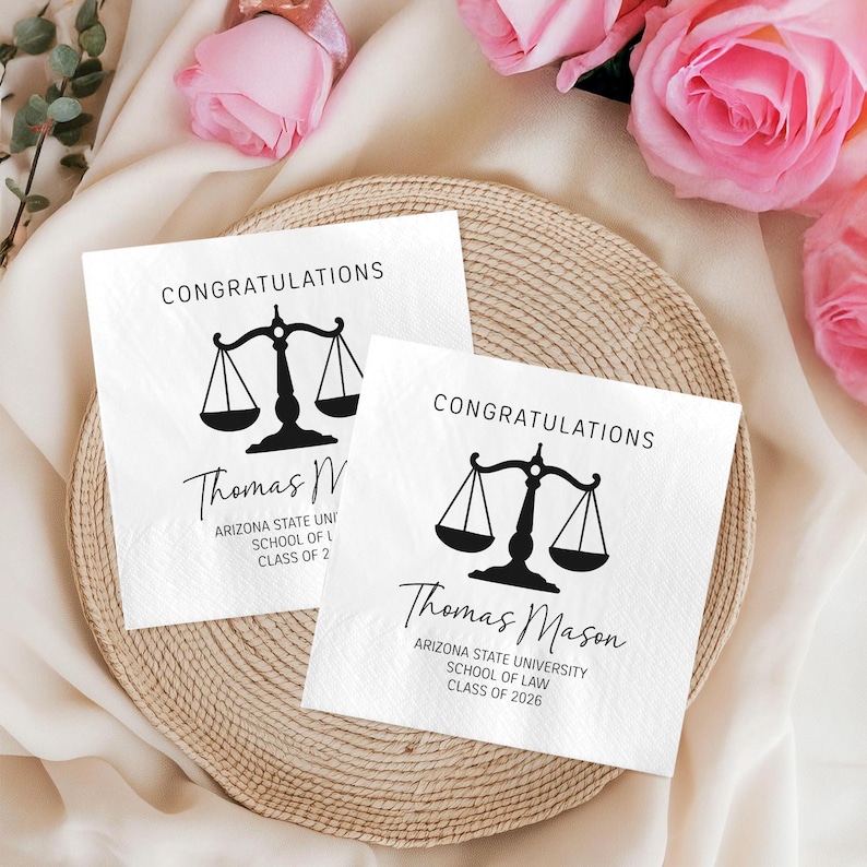 Personalized Law School Graduation Napkins, Class of 2026 Celebration ...