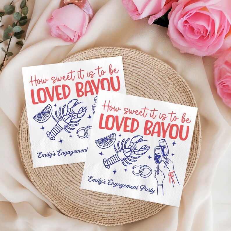 Custom Crawfish Boil Engagement Party Napkins, Bayou Bridal Shower ...