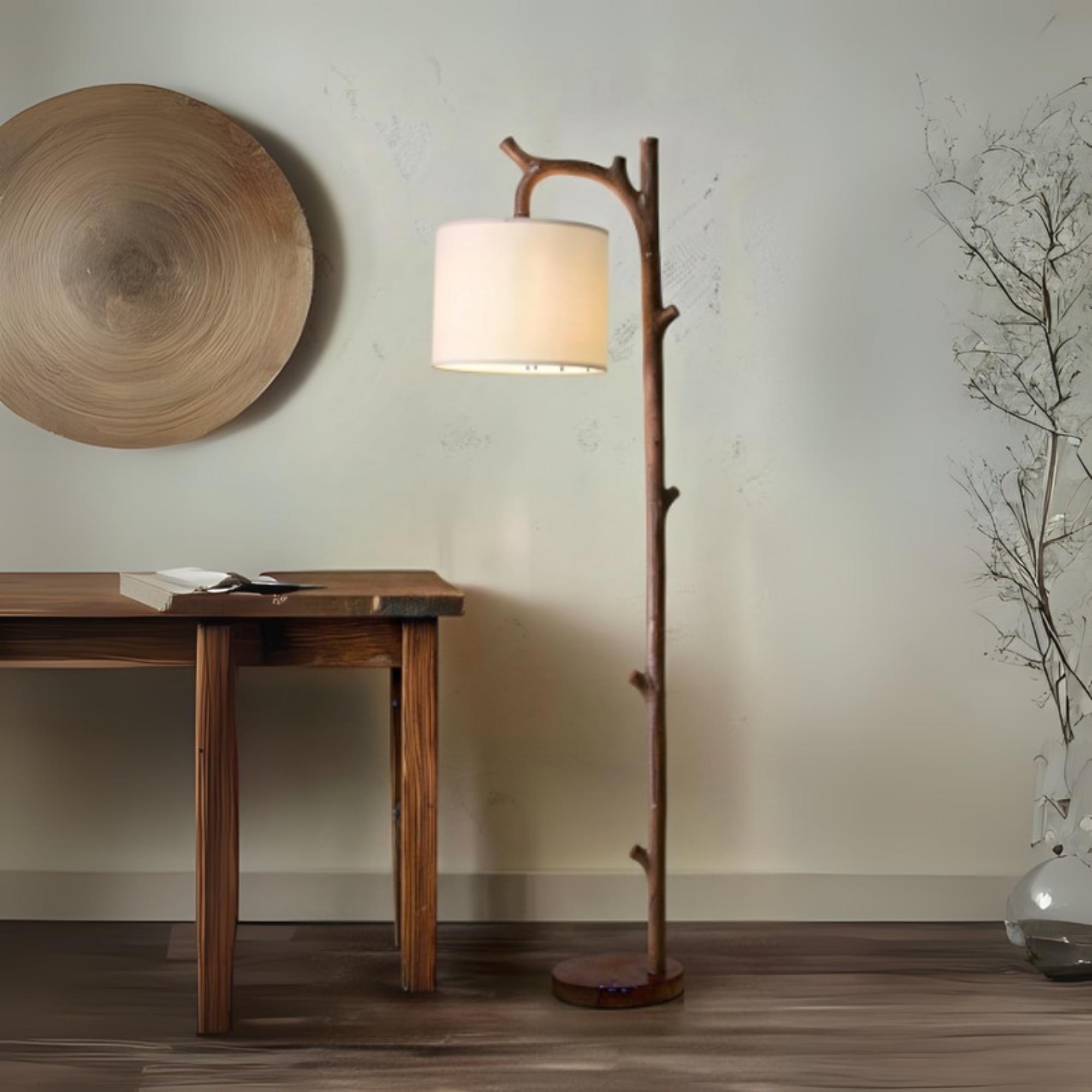 Rustic Wood-look Floor Lamp: Farmhouse Style Standing Light - Etsy