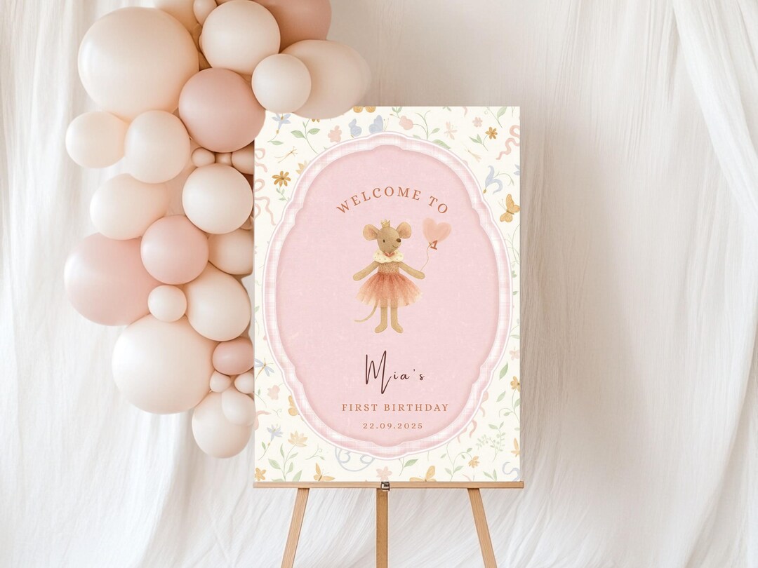 Maileg Mouse Birthday Welcome Sign Template, Little Mouse ...