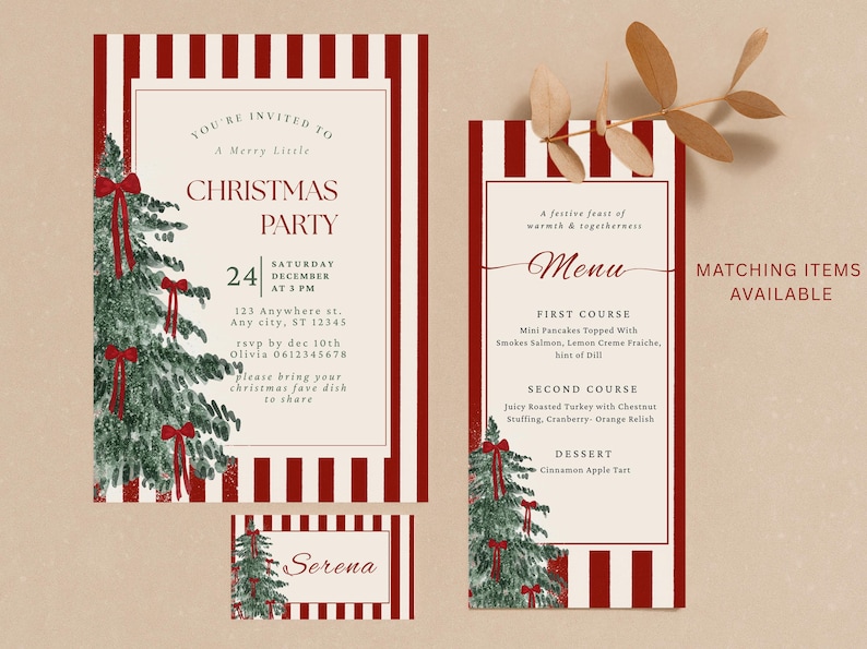 Christmas Party Invitation, Editable Holiday Gathering Invite ...