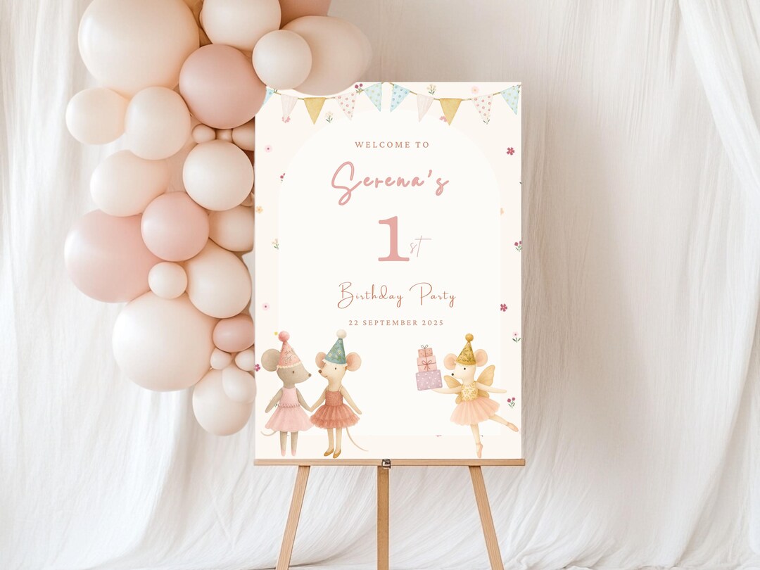 Maileg Inspired Birthday Welcome Sign, Printable Birthday, Little Mouse ...
