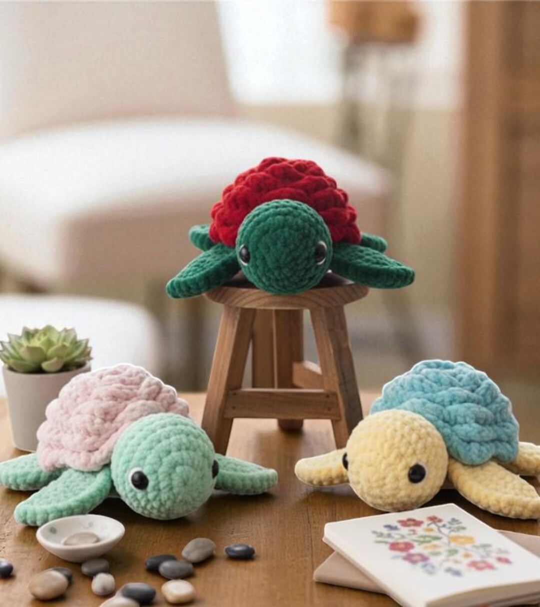 Turtle Crochet Pattern PDF, Amigurumi Plush Toy Tutorial, Cute Sea ...
