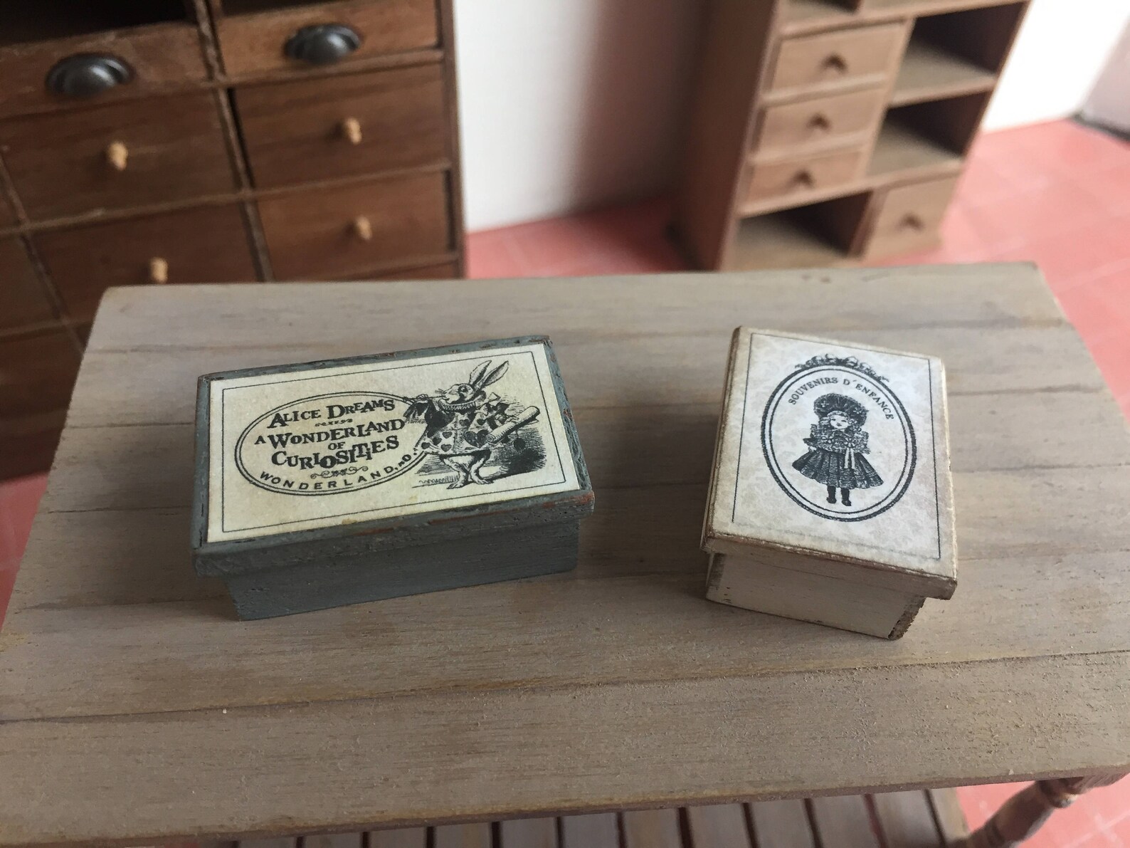 Dollshouse miniature vintage box 2 wooden boxes miniature | Etsy