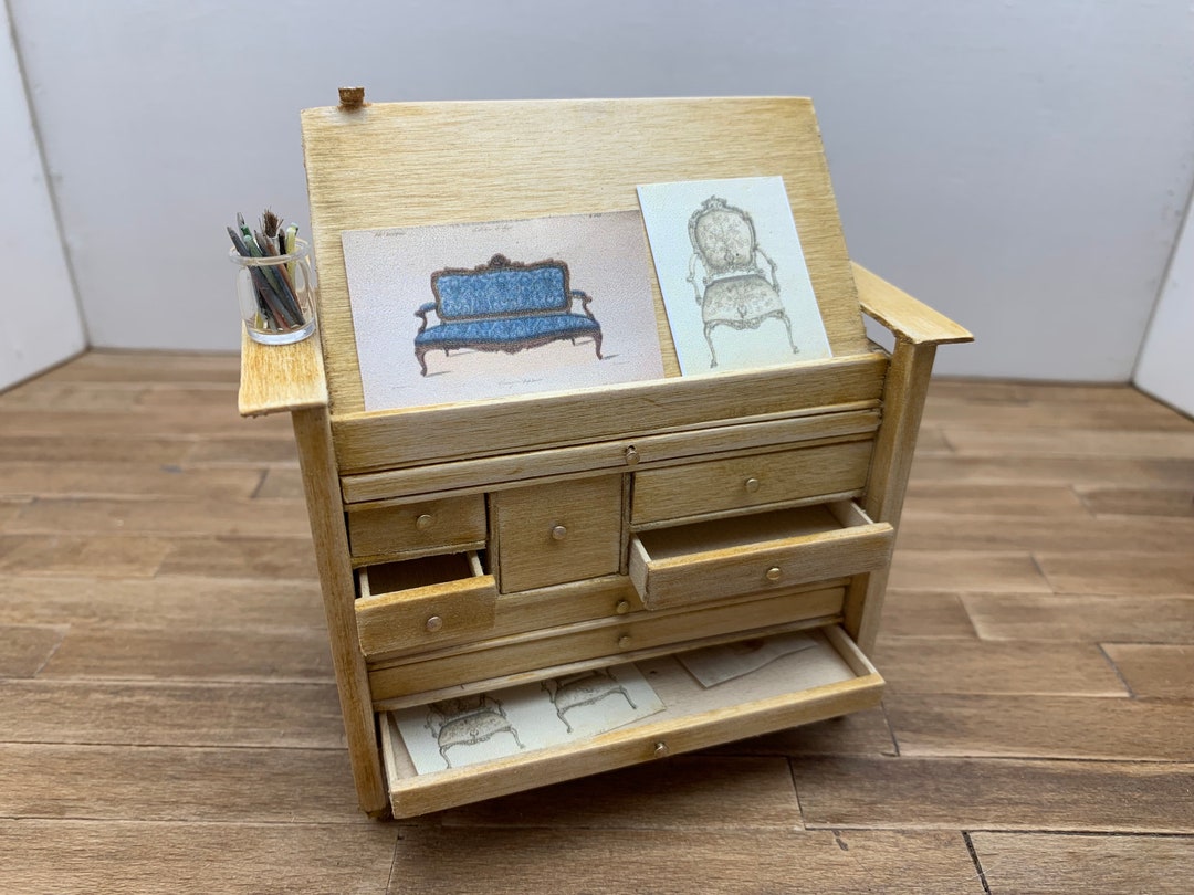 Dollshouse Miniature Painter Table, Miniature Furniture, Furniture 1:12 ...