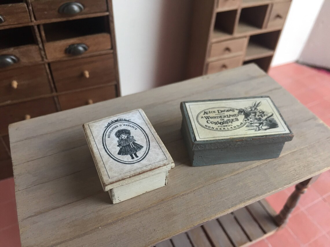 Dollshouse miniature vintage box 2 wooden boxes miniature | Etsy