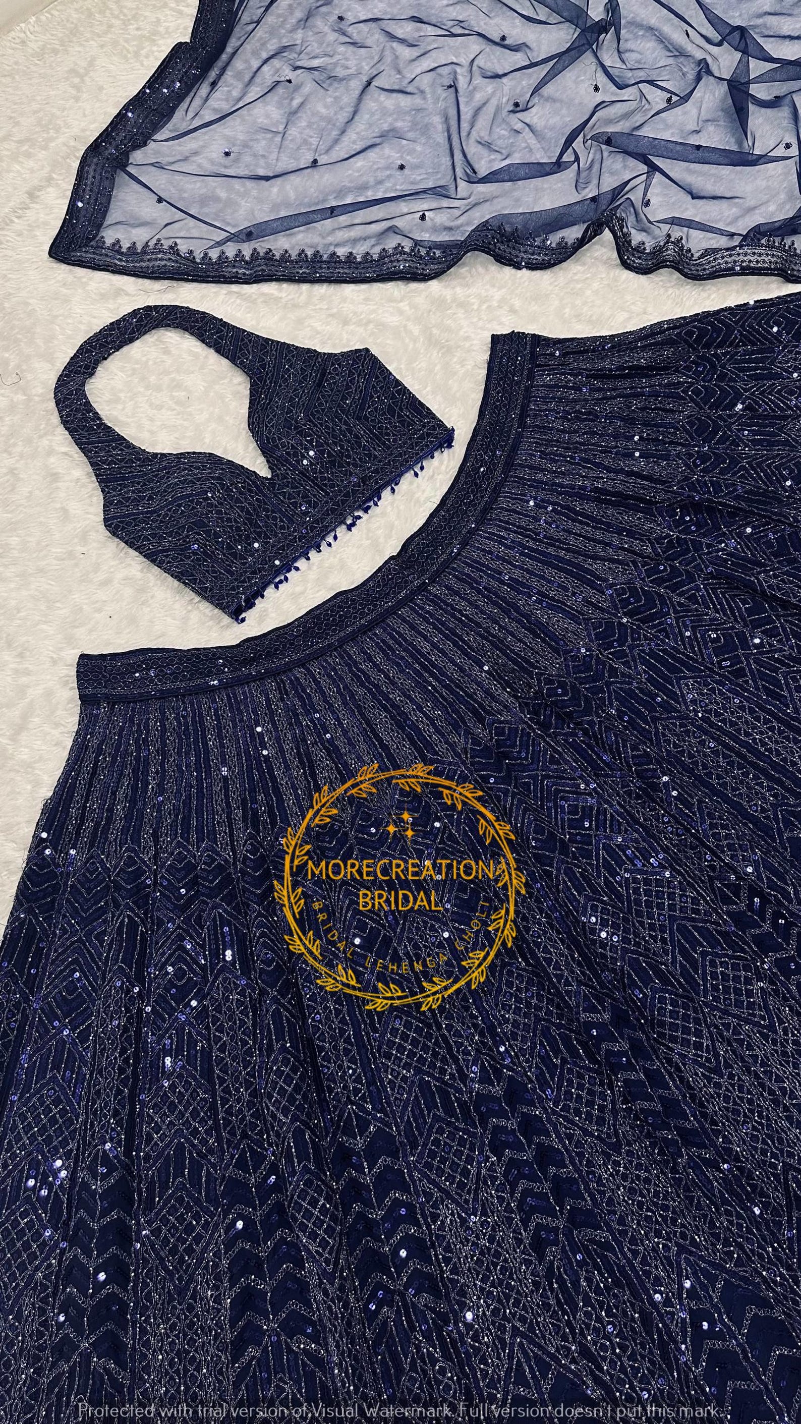 Navy Blue Color Designer Lehenga Choli | Ready to Wear | Custom Made ...