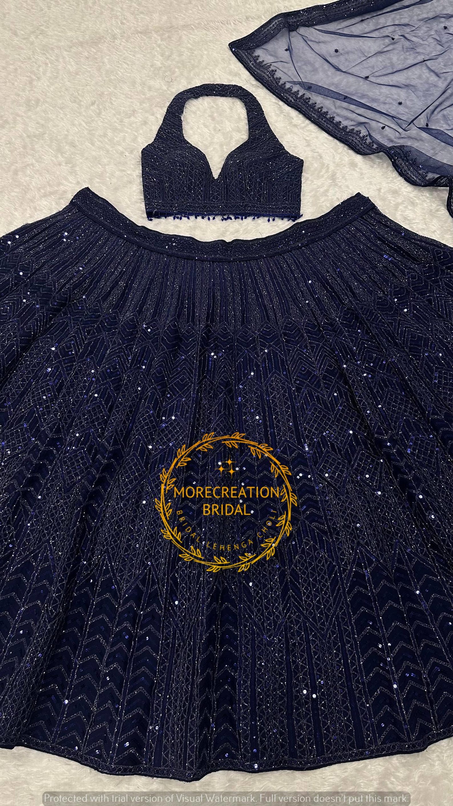 Navy Blue Color Designer Lehenga Choli | Ready to Wear | Custom Made ...