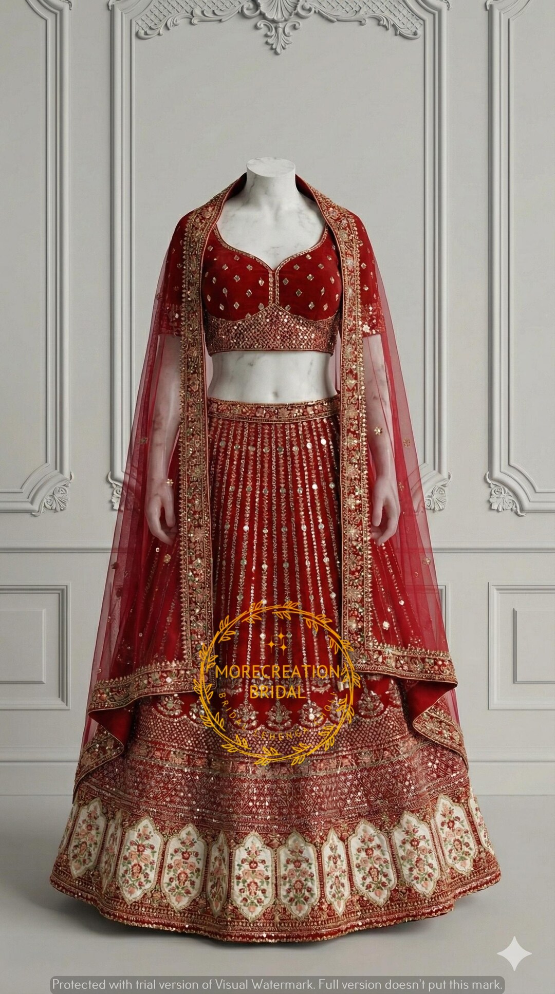 Red Color Lehenga Choli for Women Indian Wedding Party Wear Chaniya ...