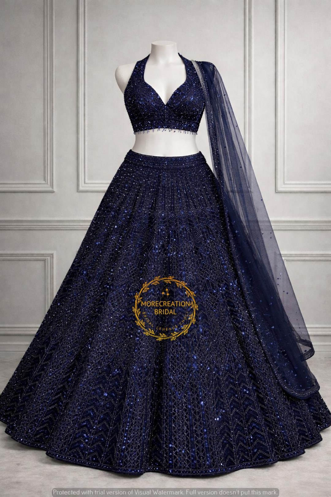 Navy Blue Color Designer Lehenga Choli | Ready to Wear | Custom Made ...