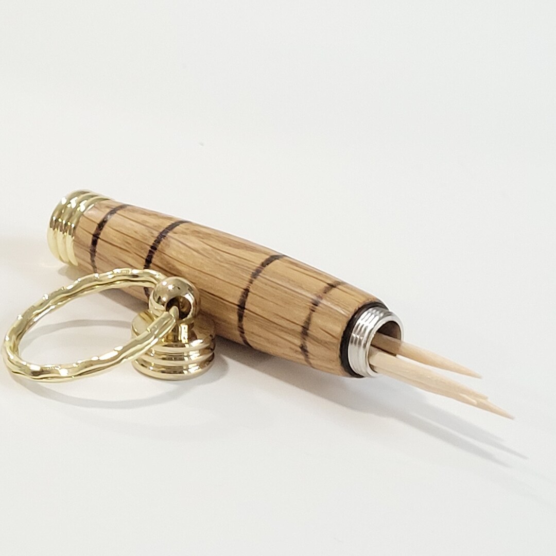Toothpick Holder Whiskey Barrel Wood Key Ring Secret Compartment Stash ...