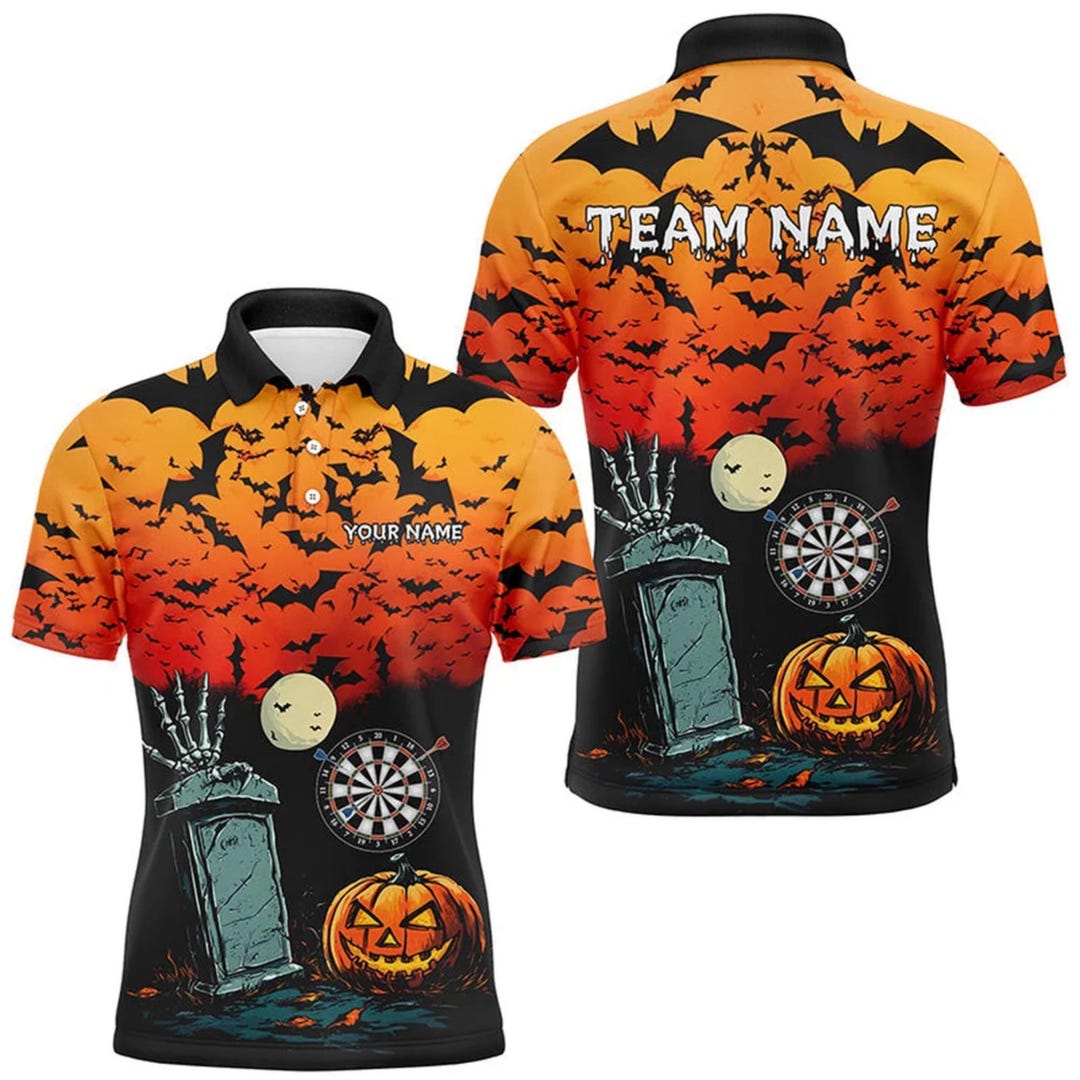 Custom Halloween Dart Shirt: Spooky Pumpkin Skeleton Design - Etsy