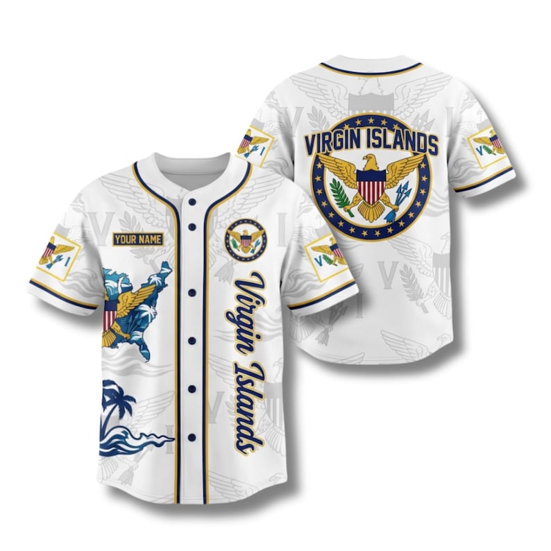 US Virgin Islands Custom Name Baseball Jersey – Caribbean Pride Shirt ...