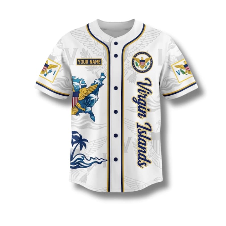 US Virgin Islands Custom Name Baseball Jersey – Caribbean Pride Shirt ...