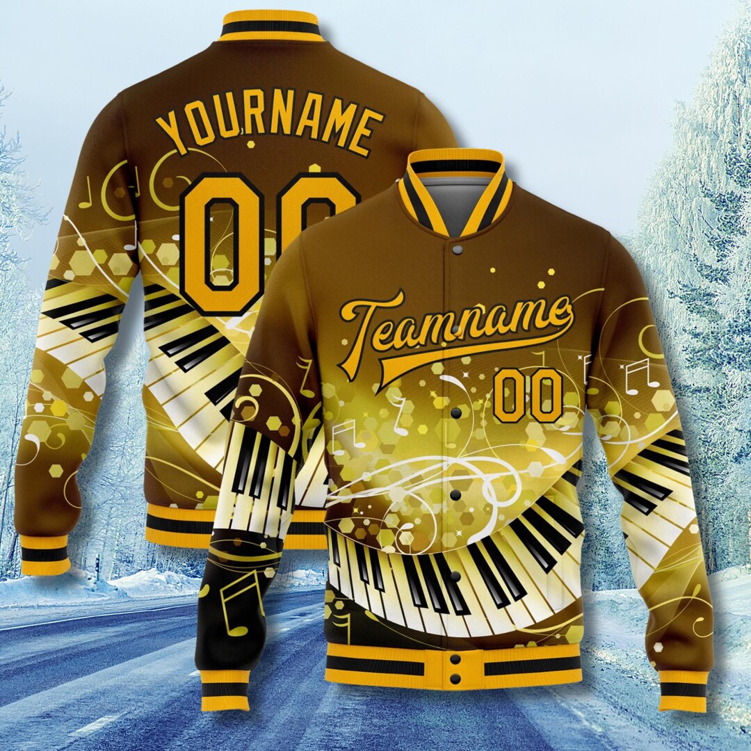 Personalized Piano Music Varsity Jacket Custom Team Name Number Unisex ...