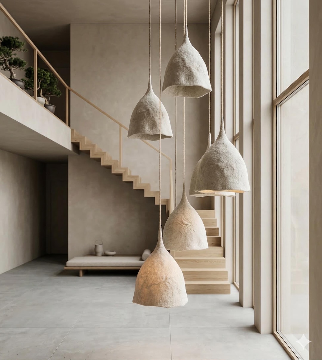 Cluster Pendant Lighting Wool Felt Lamps Scandinavian Japandi Cascading ...