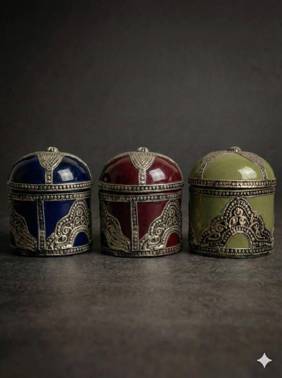 Handcrafted Ceramic Trinket Box | Embossed Metal Lid, Collectible Home ...