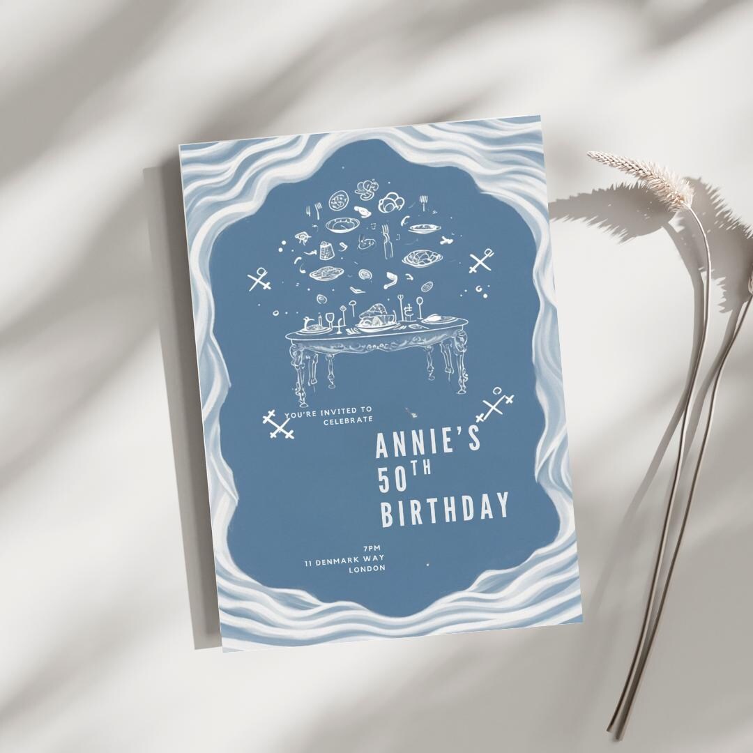 Surrealist Dinner Birthday Invitation: Modern Tablescape Design (canva ...