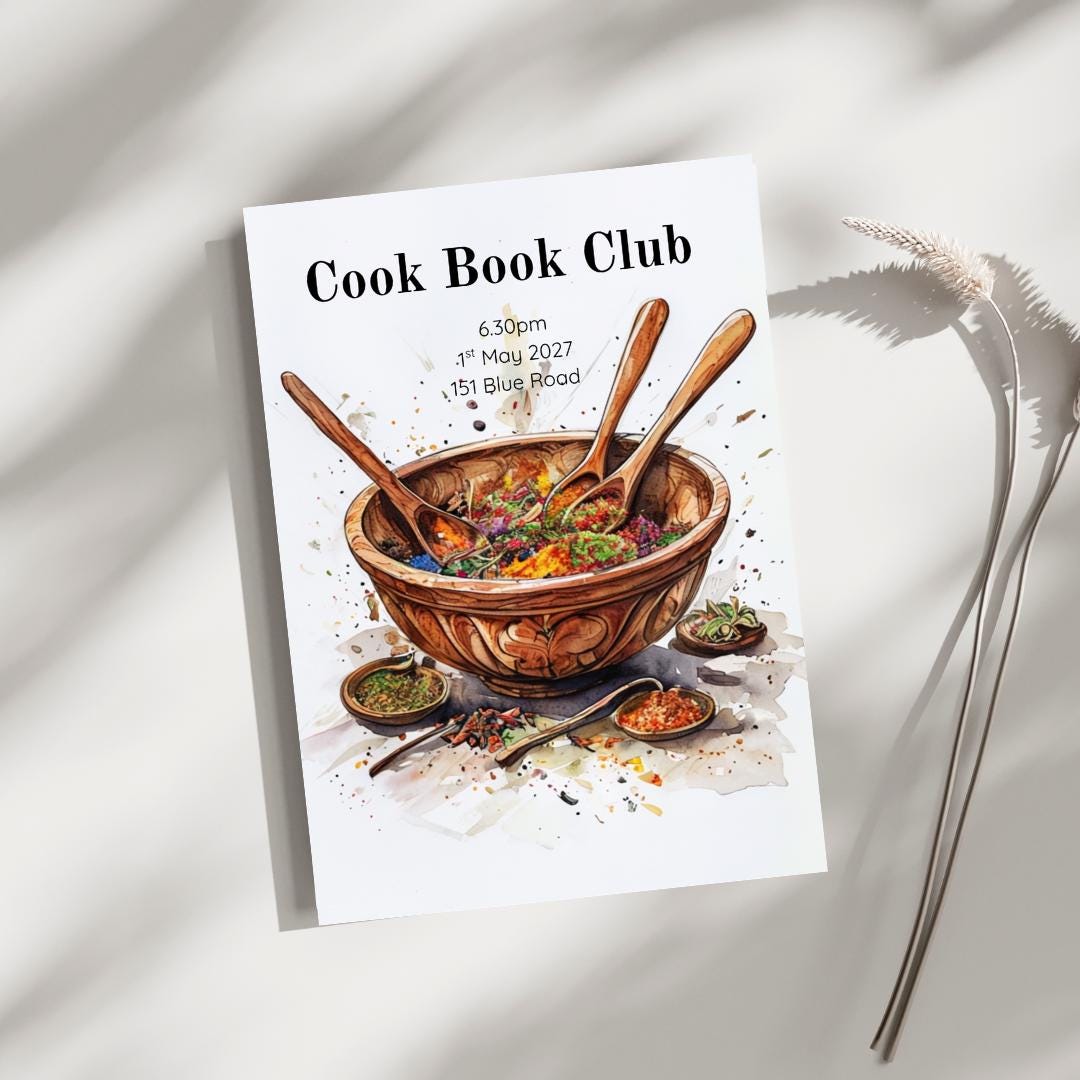 Cookbook Club Invitation: Recipe Swap Dinner Party (canva Template ...