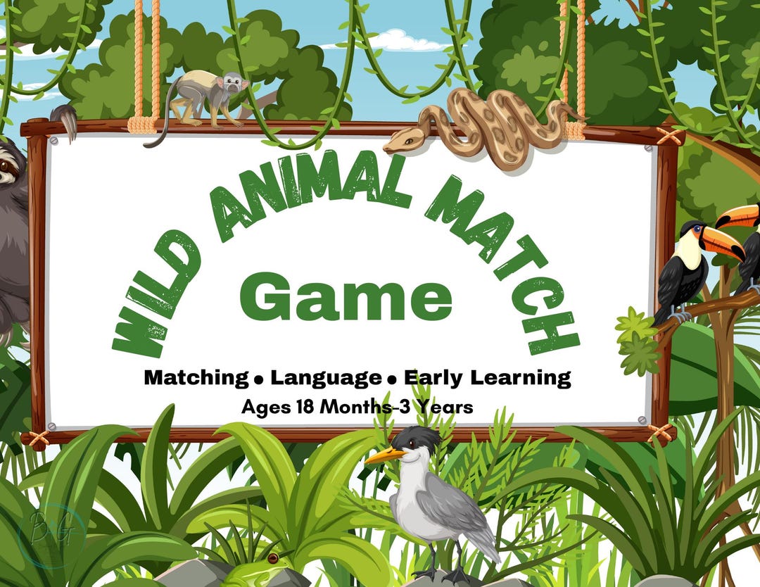 Wild Animals Matching Activity for Toddlers/early Learning Printable ...