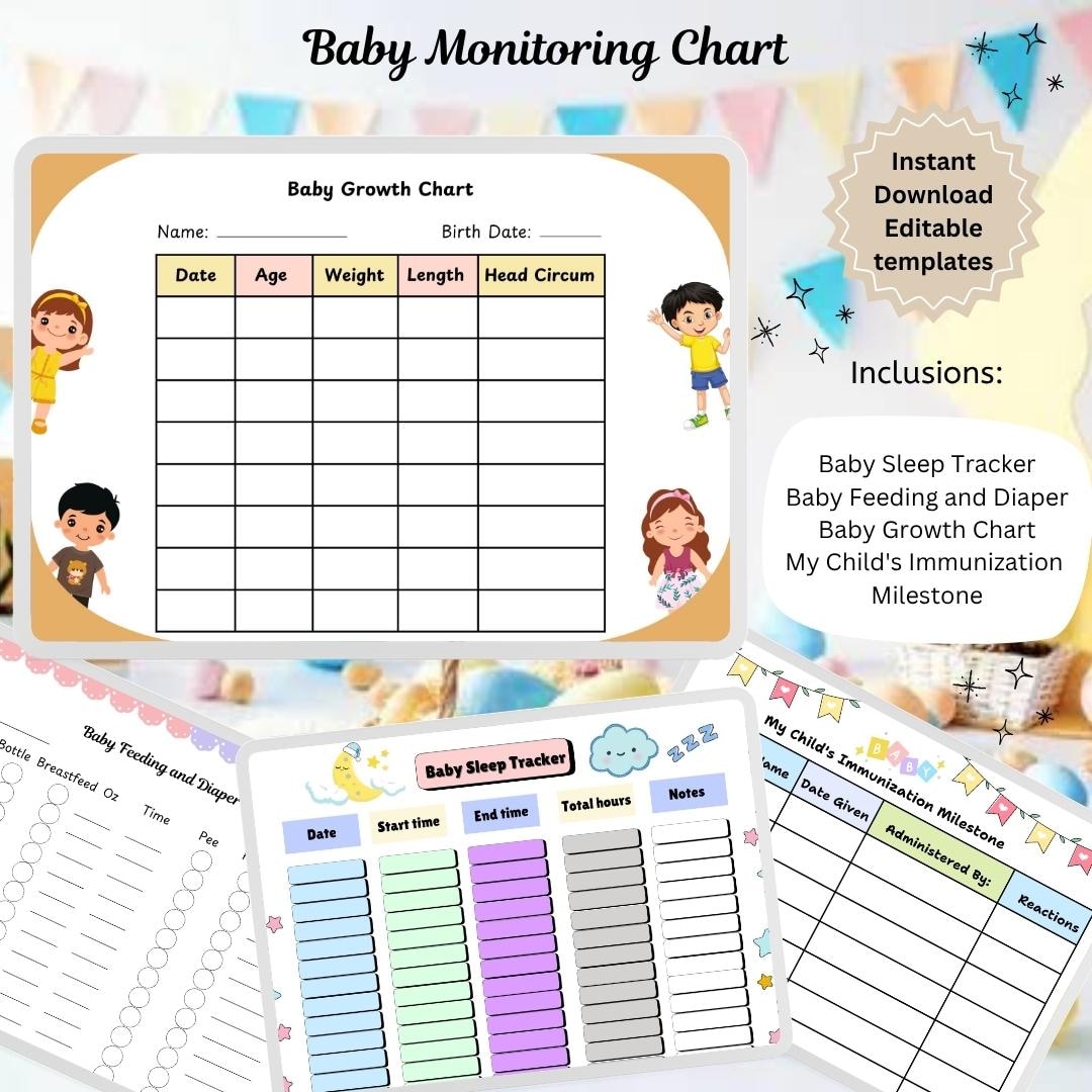 Baby Monitoring Chart | All-in-one Tracker for New Parents | Baby Sleep ...