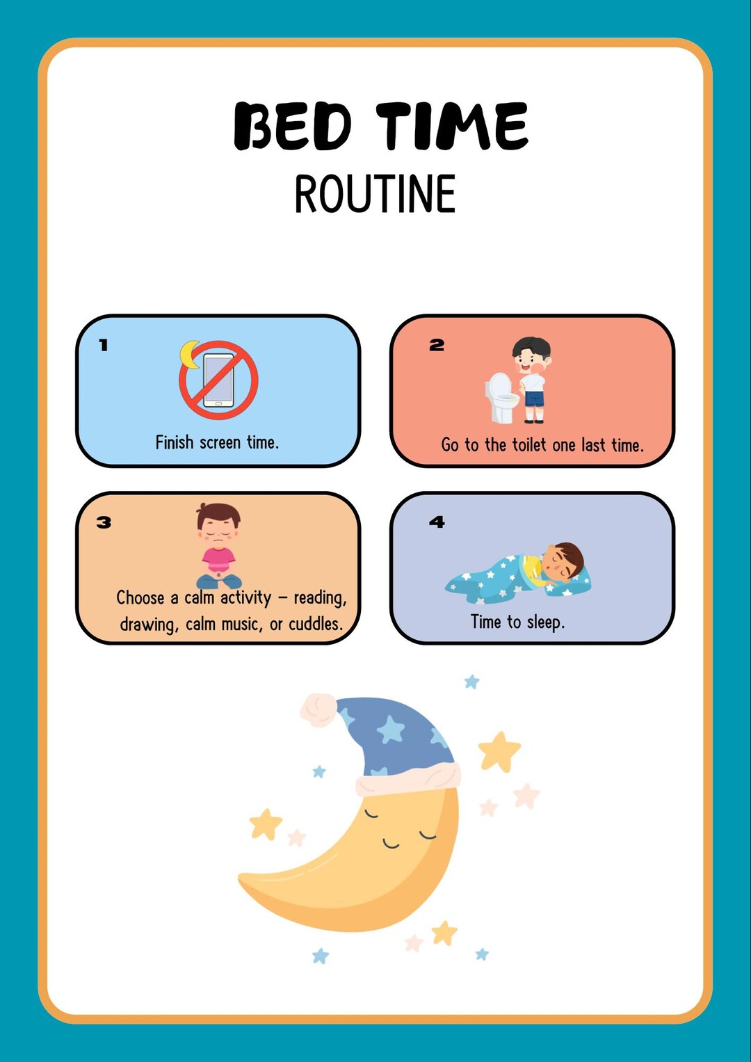 Kids Bedtime Routine | Visual Chart for Autism & ADHD Support ...