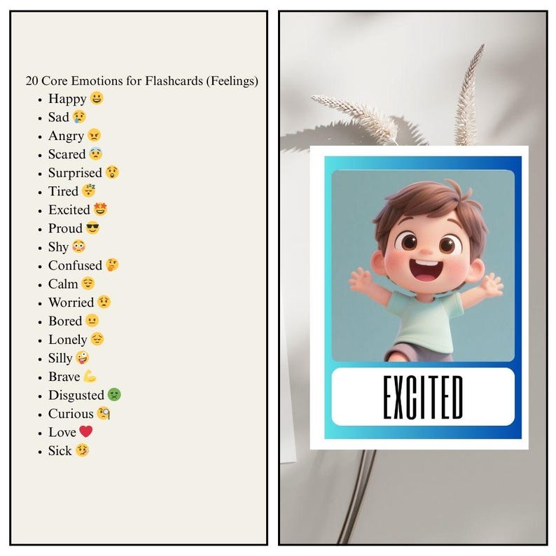 Kids Emotions Flashcards: 20 Cartoon Feelings Cards (printable PDF ...
