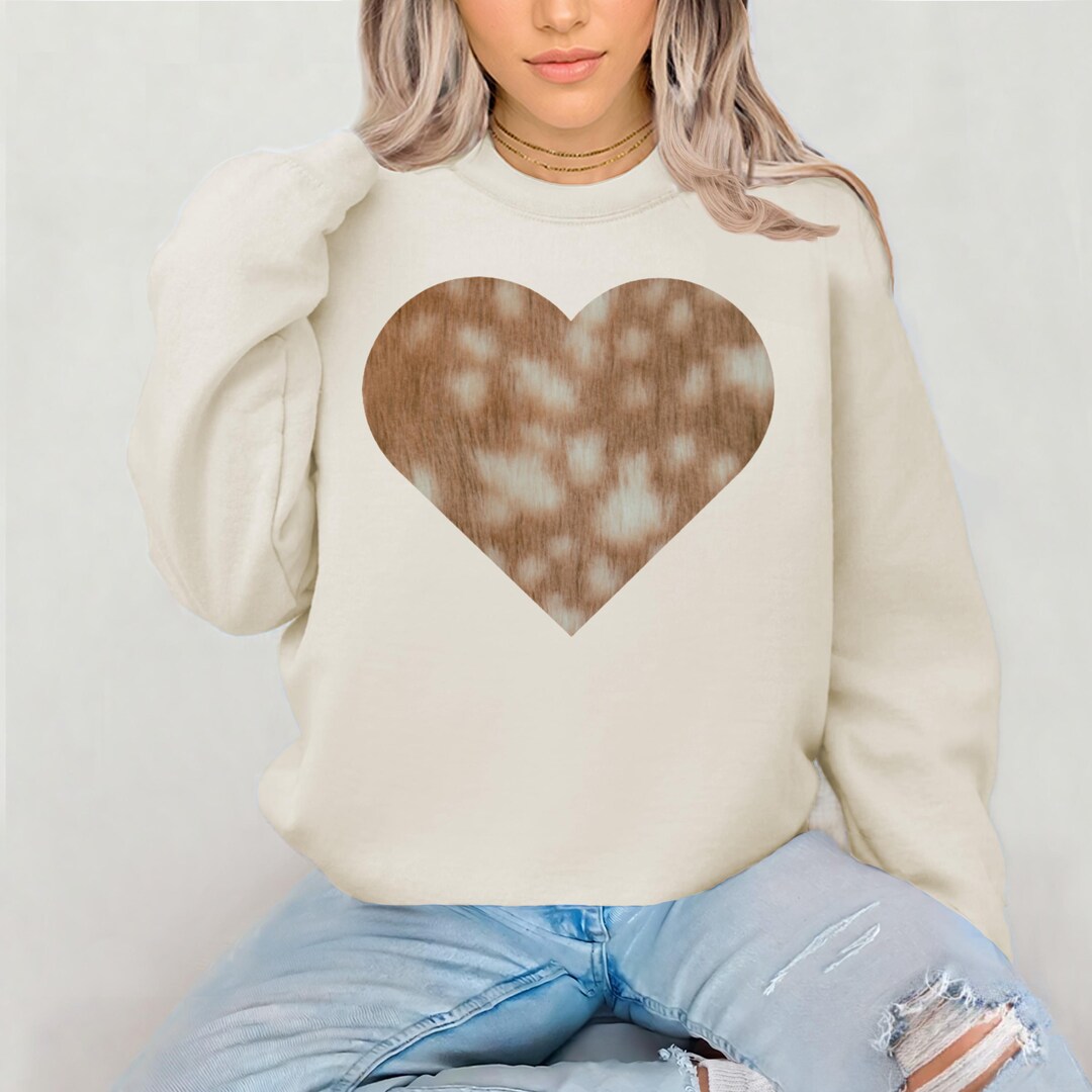 Fawn Spot Heart Sweatshirt | Deer Print Crewneck - Etsy