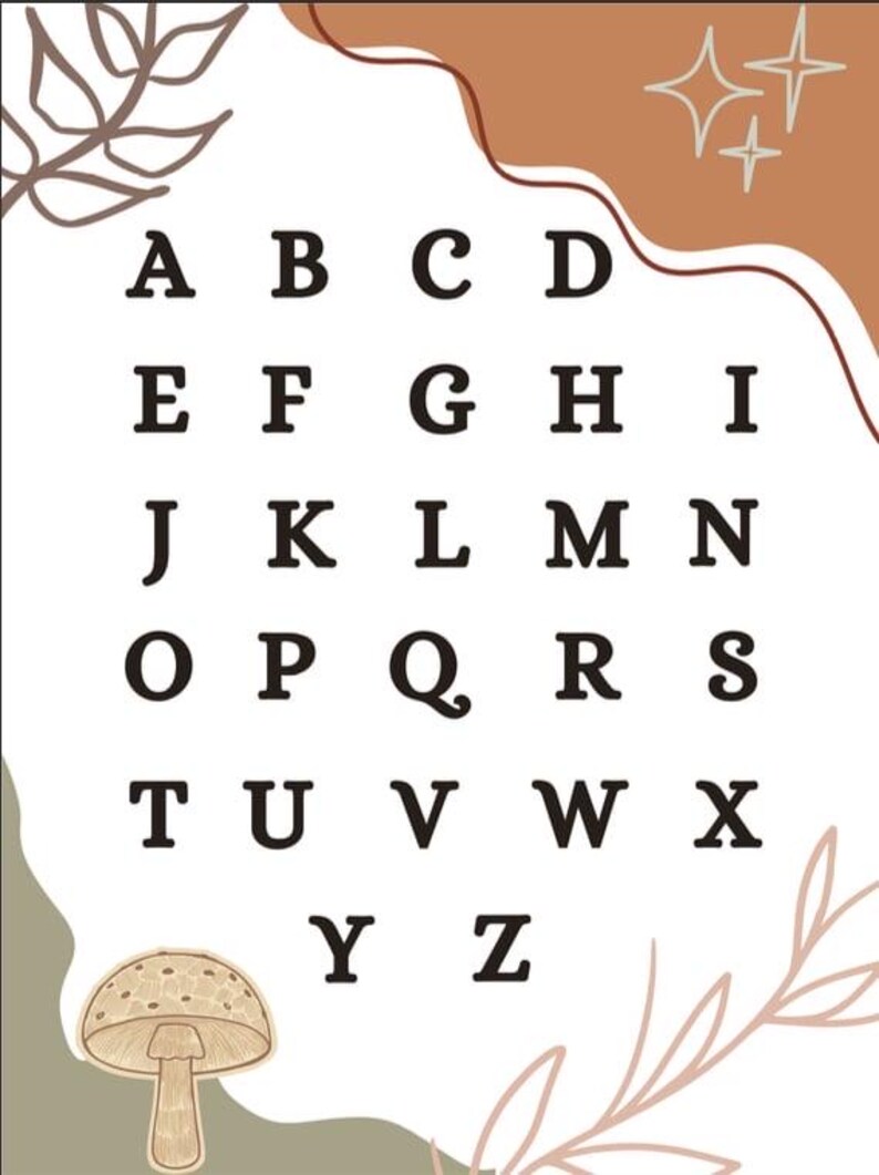 Boho Alphabet Poster - A-Z Printable for Kids Room, Nursery or ...