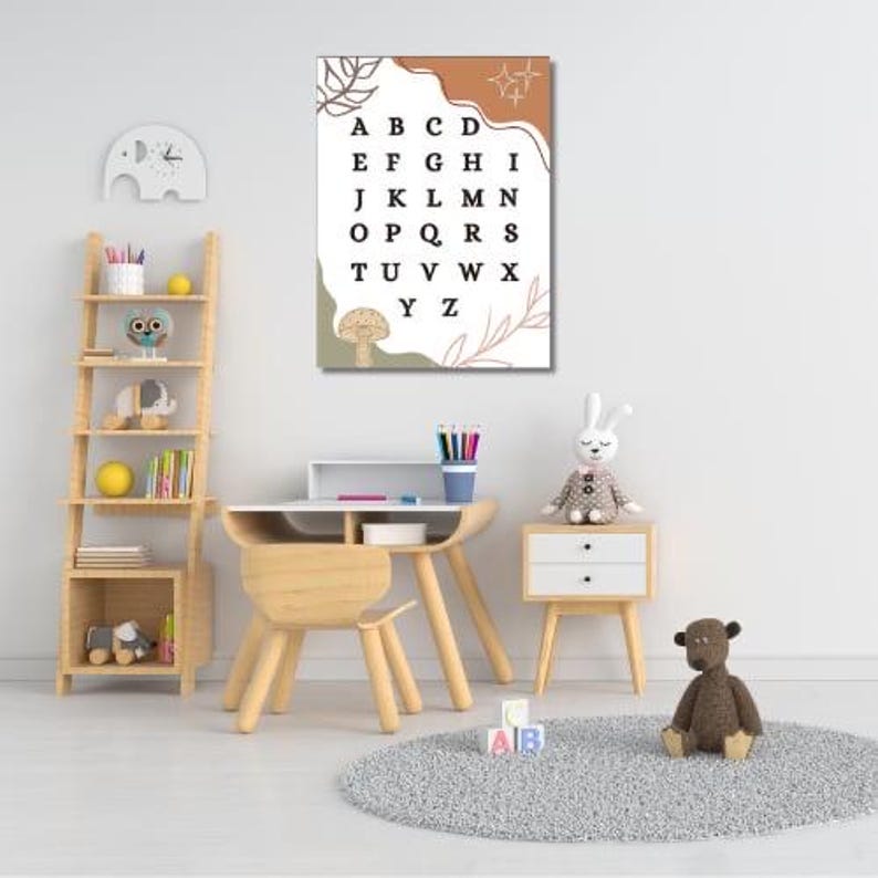 Boho Alphabet Poster - A-Z Printable for Kids Room, Nursery or ...